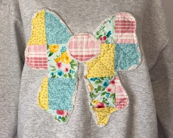 Made-to-order Patchwork Quilted Bow Crewneck Sweatshirt - Etsy