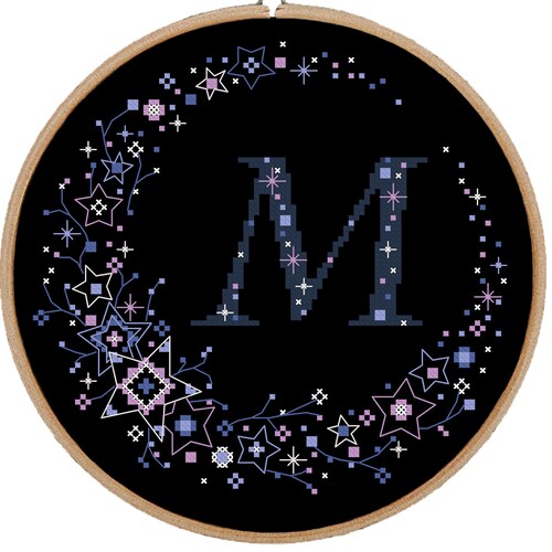 Letter M Modern Cross Stitch Pattern PDF Monogram Floral - Etsy