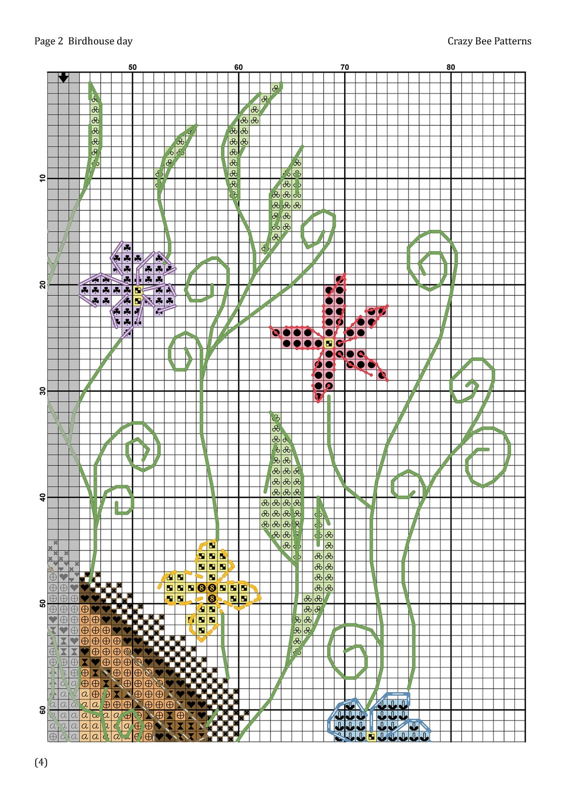 Birdhouse Cross Stitch Pattern Birdhouse With Flowers Cross - Etsy