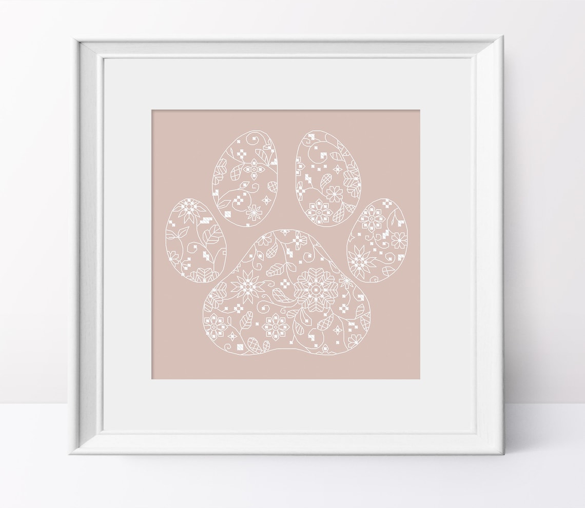 Lace Paw Print Cross Stitch Pattern Paw Cross Stitch Design - Etsy