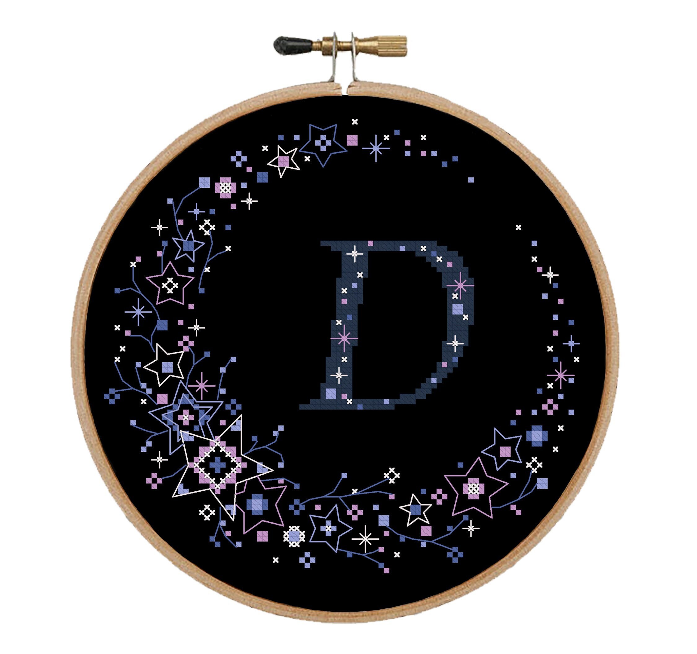 Star Monogram D Cross Stitch Pattern Capital Letter D Cross - Etsy
