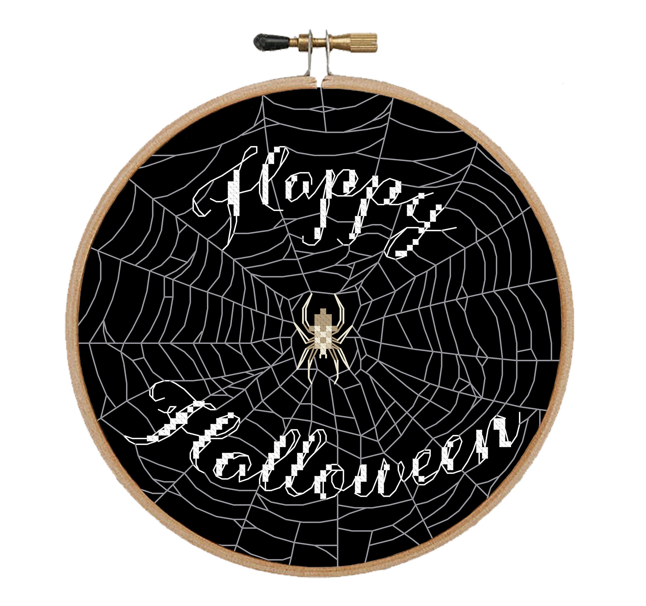 Happy Halloween With Spider Cross Stitch Pattern Halloween Pdf - Etsy