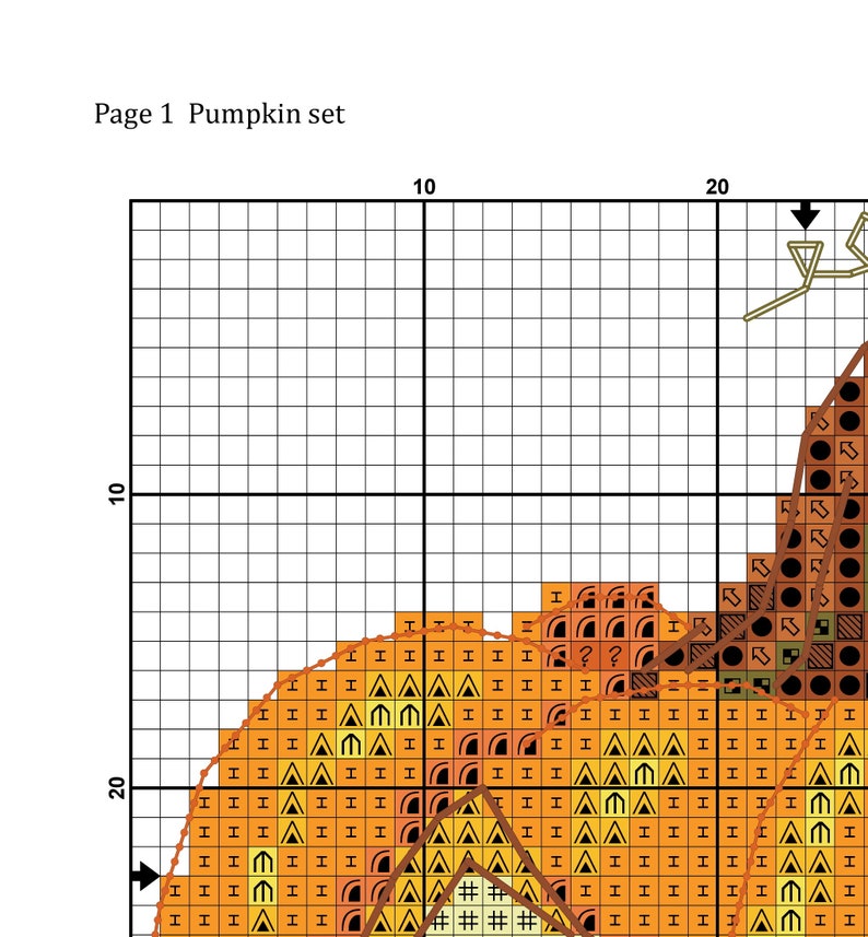 Pumpkin Set Cross Stitch Pattern Pumpkins Pdf Chart Halloween - Etsy