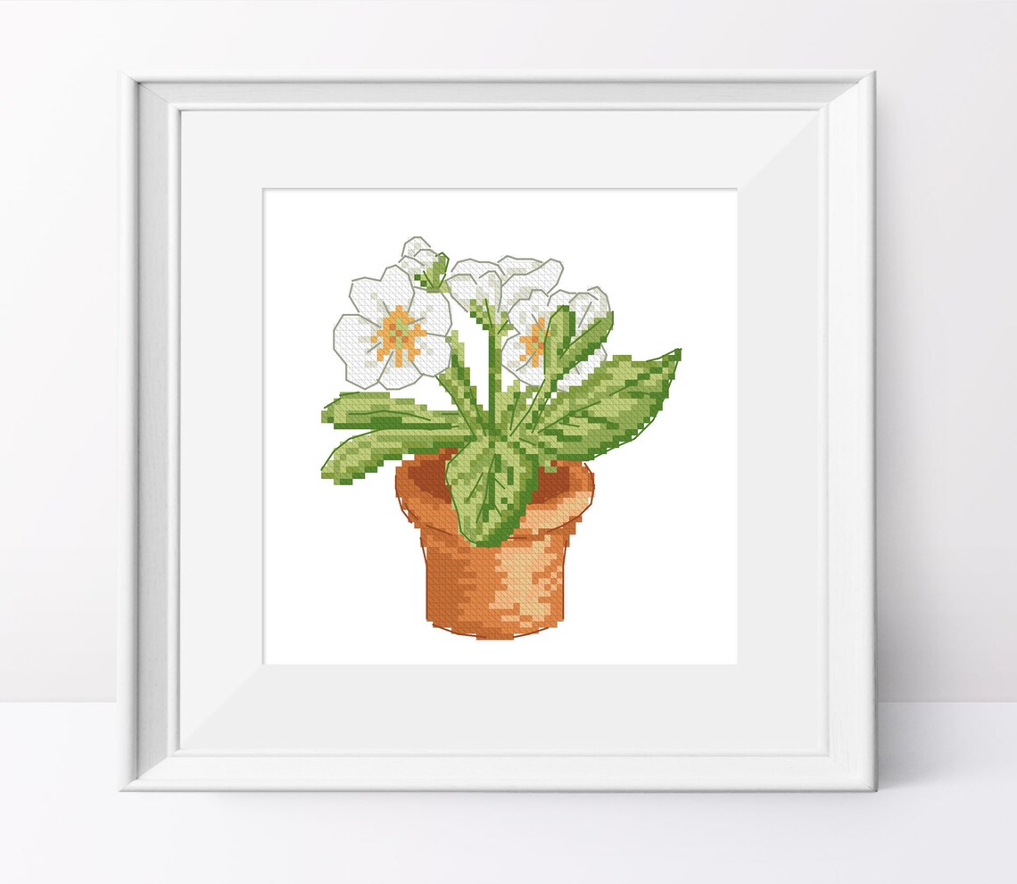 White Primrose Cross Stitch Pattern Primrose Flower Pdf | Etsy
