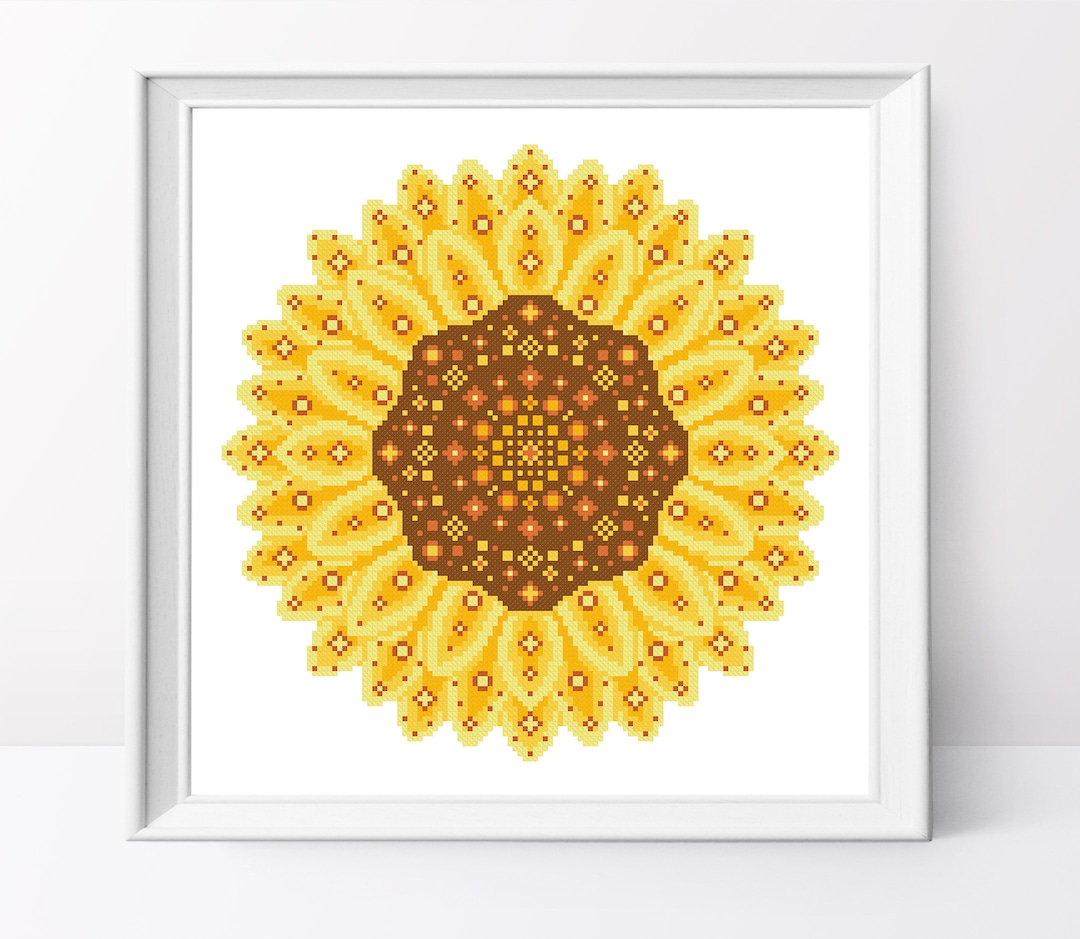 Sunflower Mandala Cross Stitch Pattern: Geometric Flower Design (PDF ...
