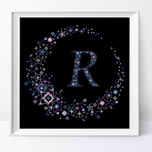 Star Monogram R Cross Stitch Pattern Letter R Cross Stitch Design Star ...