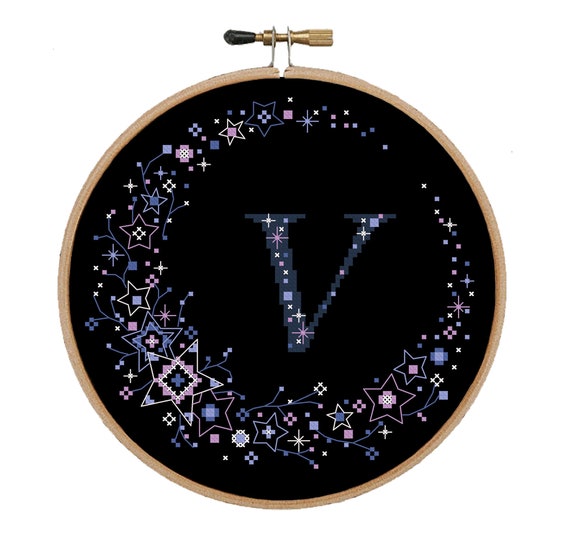 Star Monogram V Cross Stitch Pattern Letter V Cross Stitch | Etsy