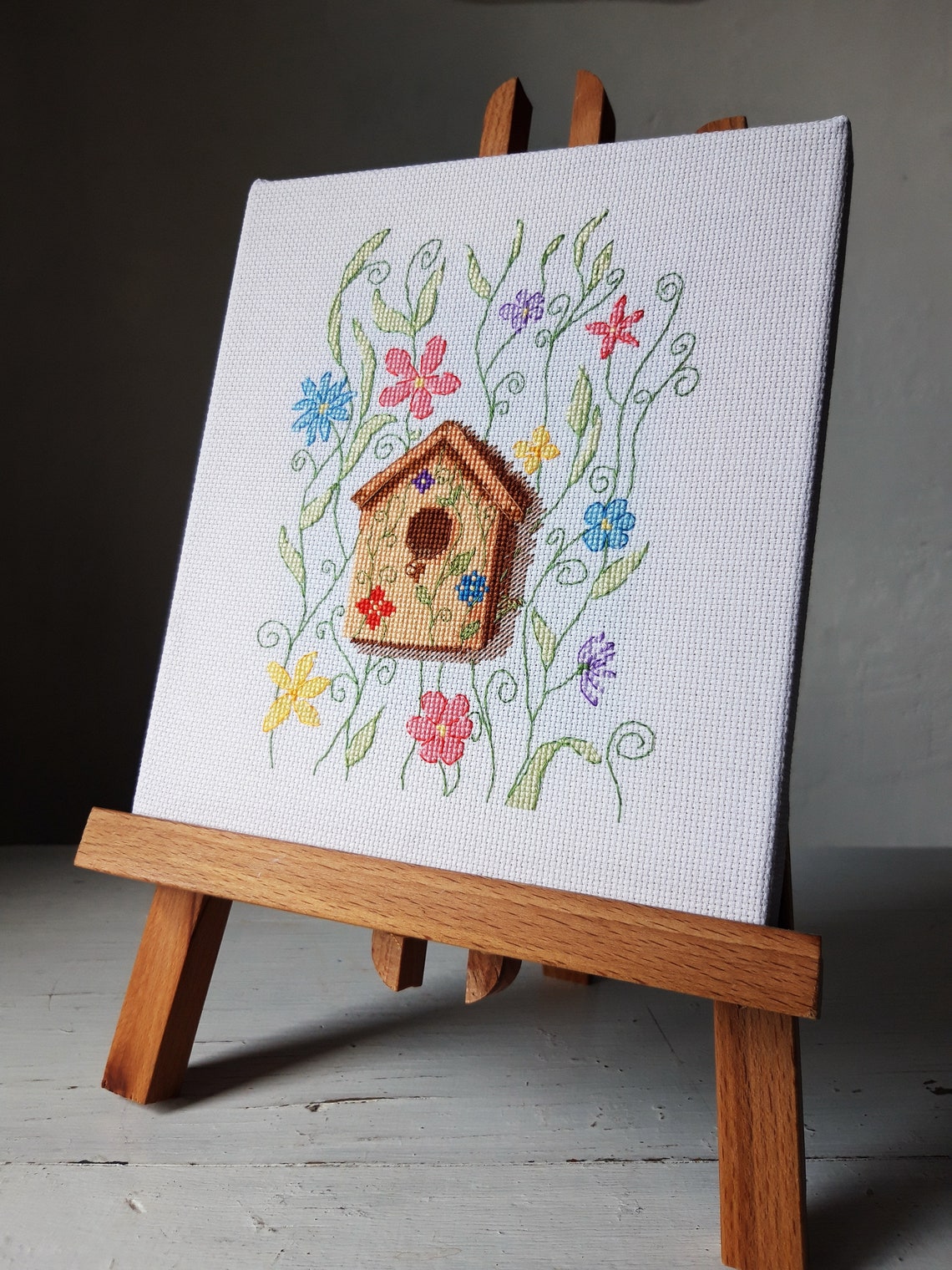 Birdhouse Cross Stitch Pattern Birdhouse With Flowers Cross - Etsy