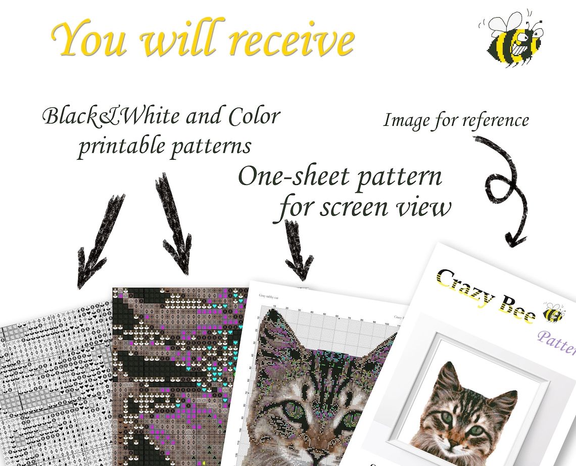 Gray Tabby Cat Cross Stitch Pattern Cat Portrait Design Animal - Etsy