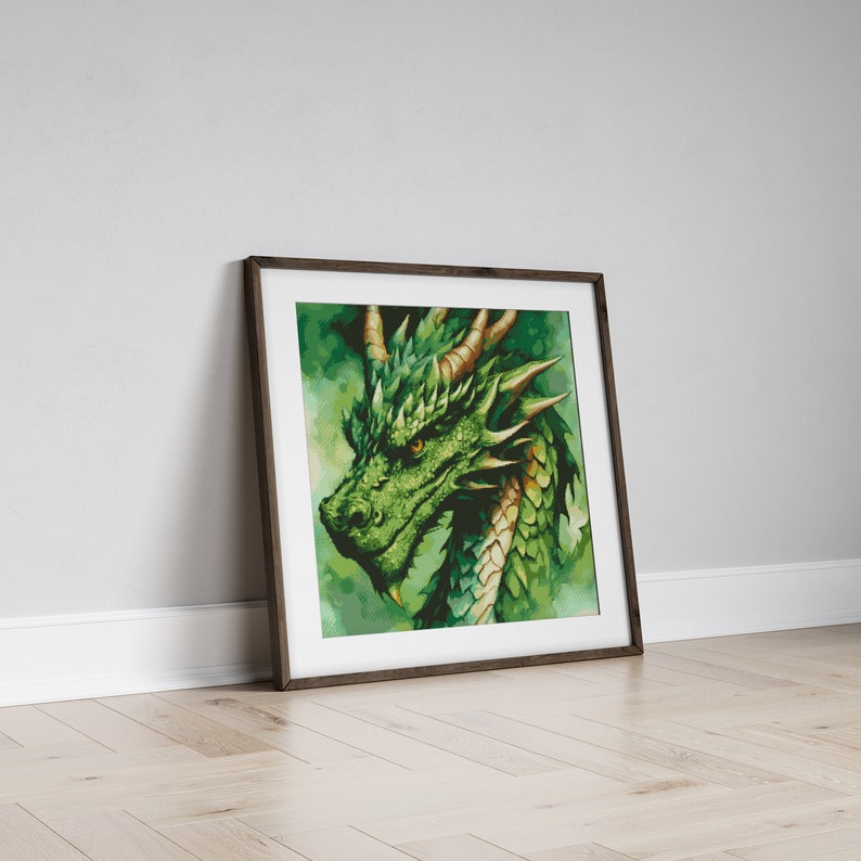Green Dragon Cross Stitch Pattern: Magical Creature Design (PDF Pattern ...