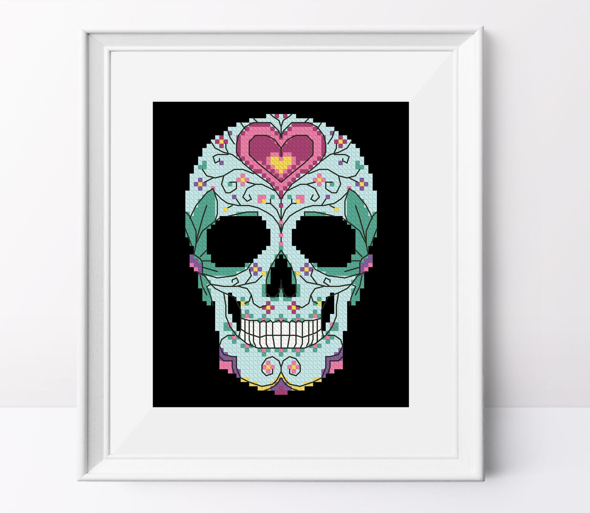 Skull Set Cross Stitch Pattern Halloween Skull Decor Human | Etsy