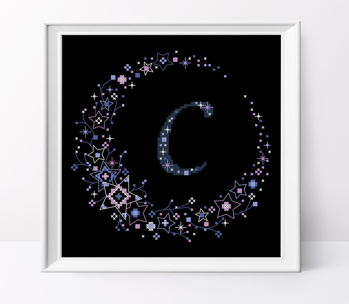 Star Monogram C Cross Stitch Pattern, Initial Letter Design (PDF ...