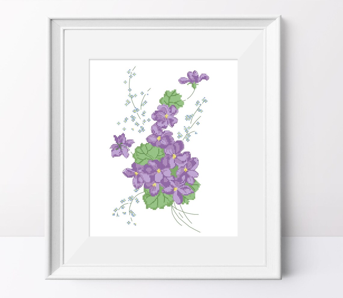 Violets and Forget-me-nots Cross Stitch Pattern Violets Cross - Etsy