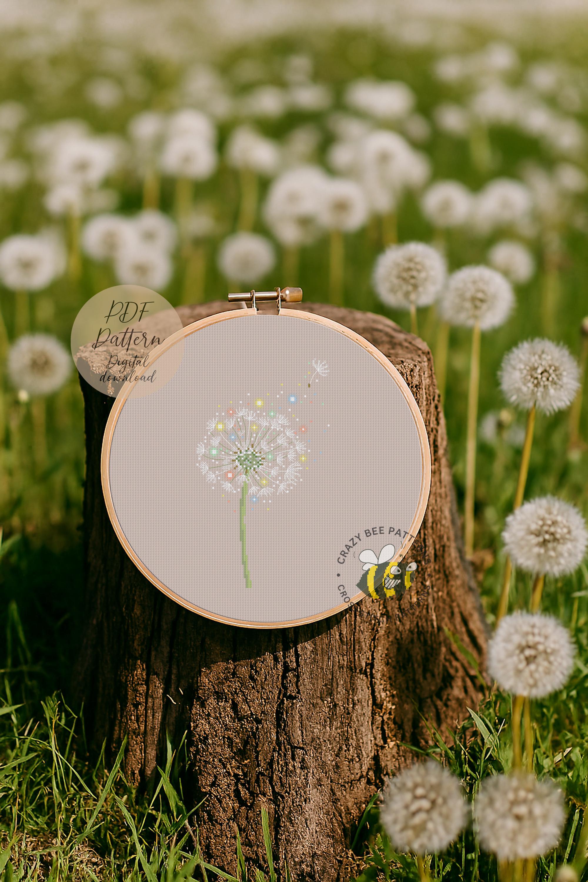 Magical Dandelion Cross Stitch Pattern: Modern Flower Design (PDF ...