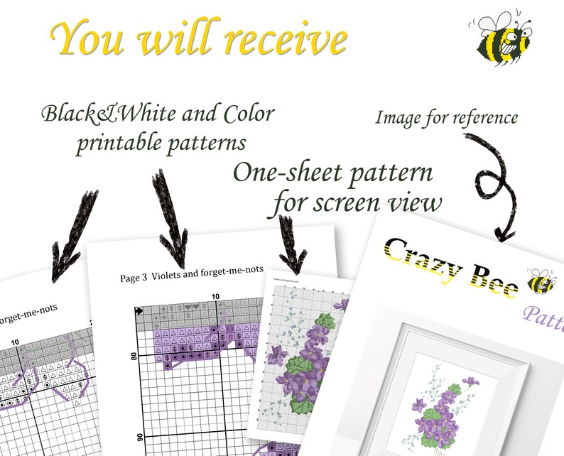 Violets and Forget-me-nots Cross Stitch Pattern Violets Cross - Etsy
