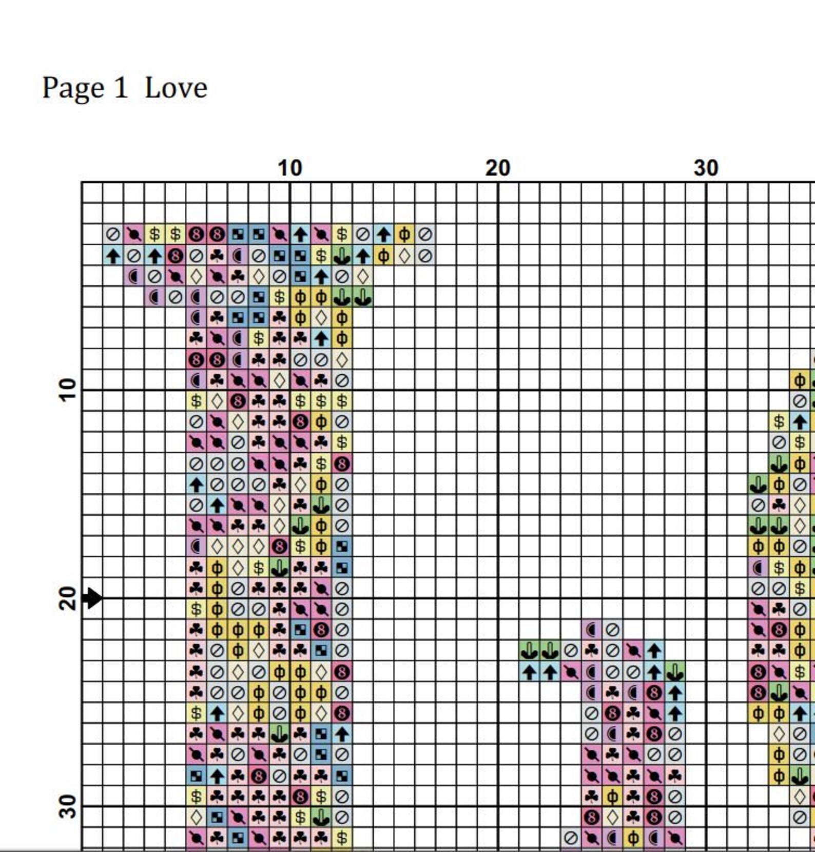 Love Sign Cross Stitch Pattern Colorful Love Pdf Pattern - Etsy