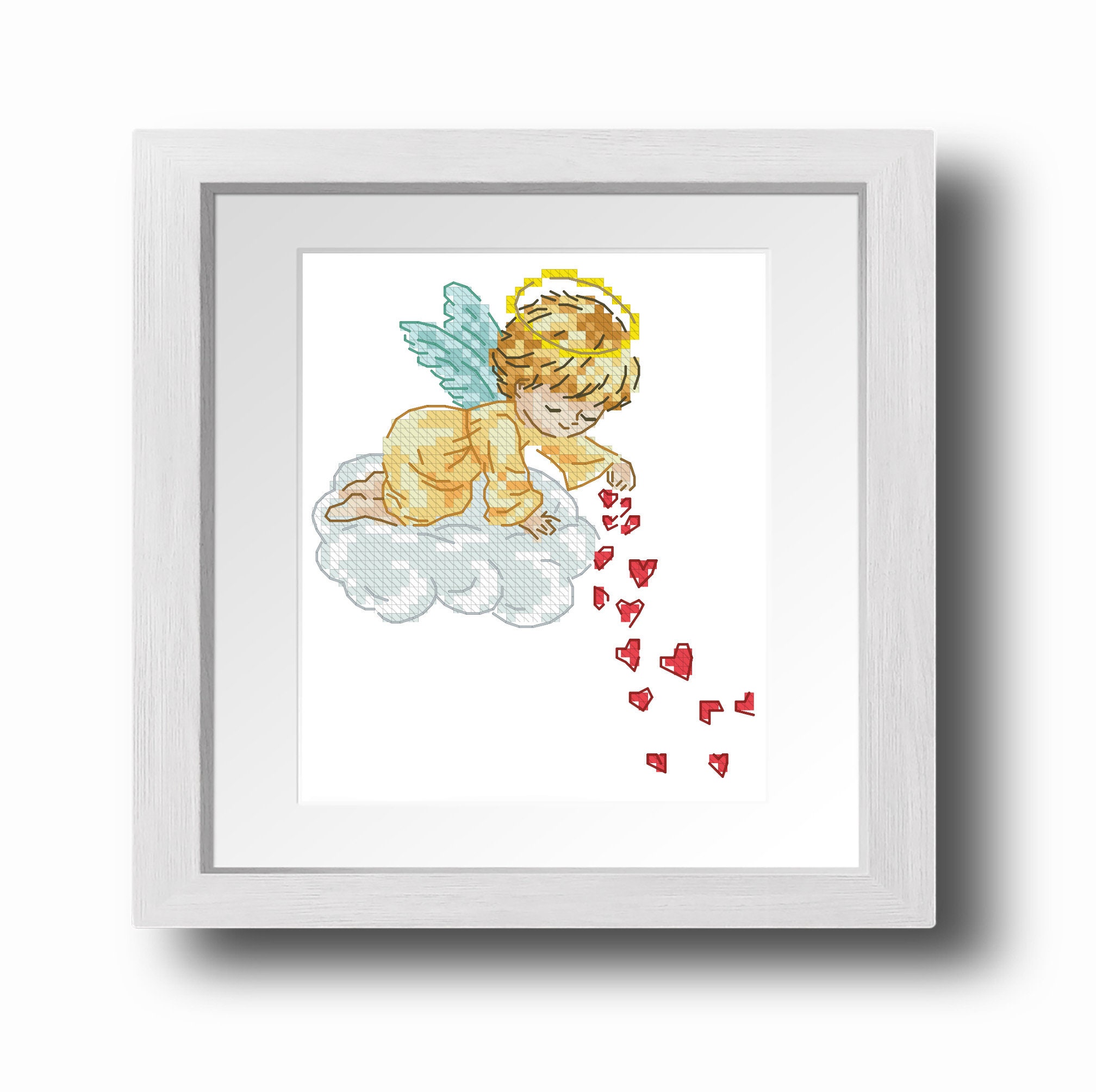 Little Angel 2 Cross Stitch Pattern Angel With Hearts Cross - Etsy