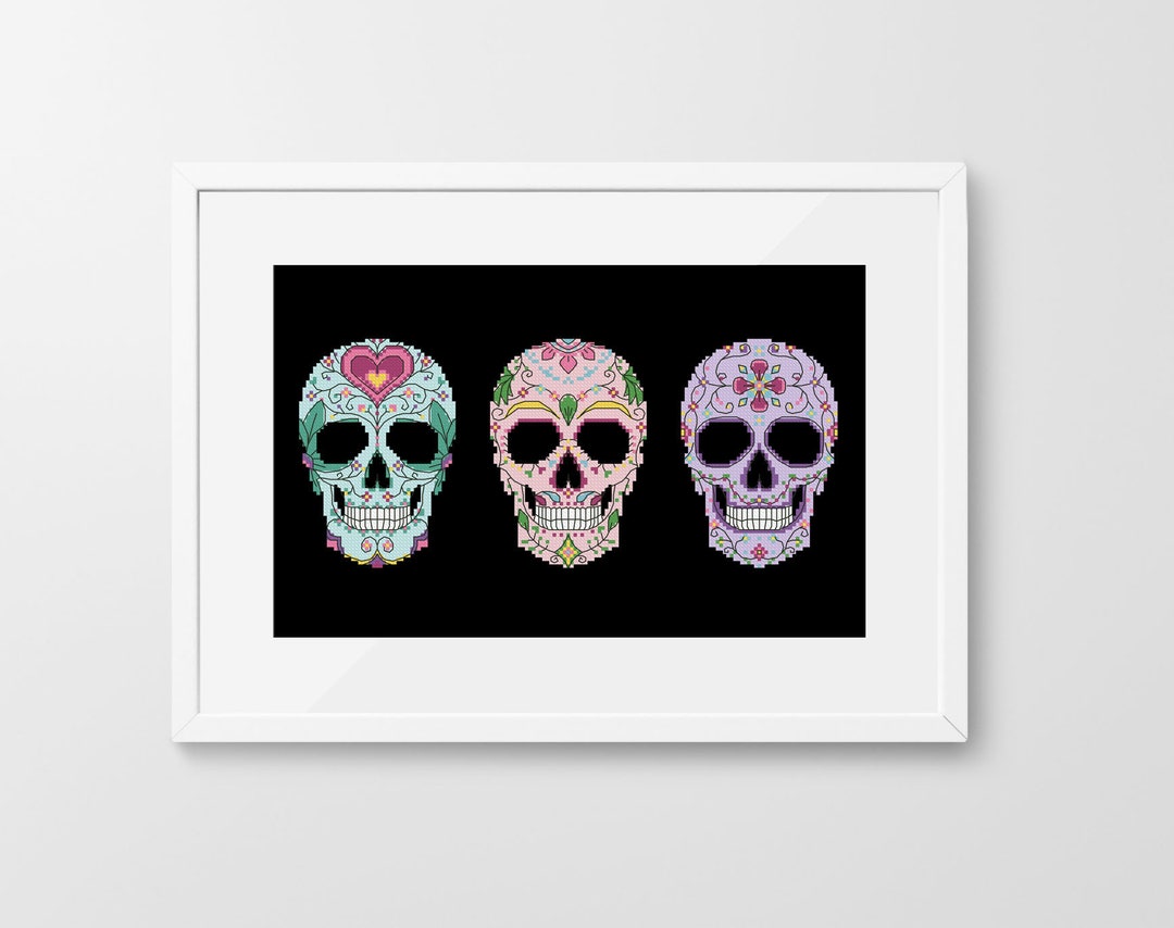 Sugar Skull Cross Stitch Pattern: Halloween Decor (PDF Pattern) - Etsy