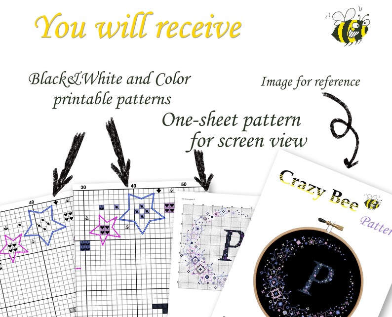 Star Monogram P Cross Stitch Pattern: Wreath Design (PDF Pattern) - Etsy