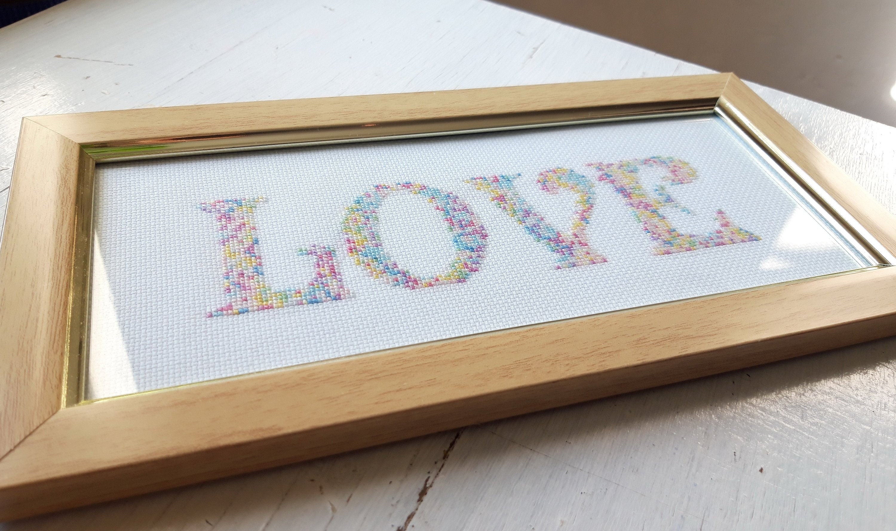 Love Sign Cross Stitch Pattern Colorful Love Pdf Pattern - Etsy