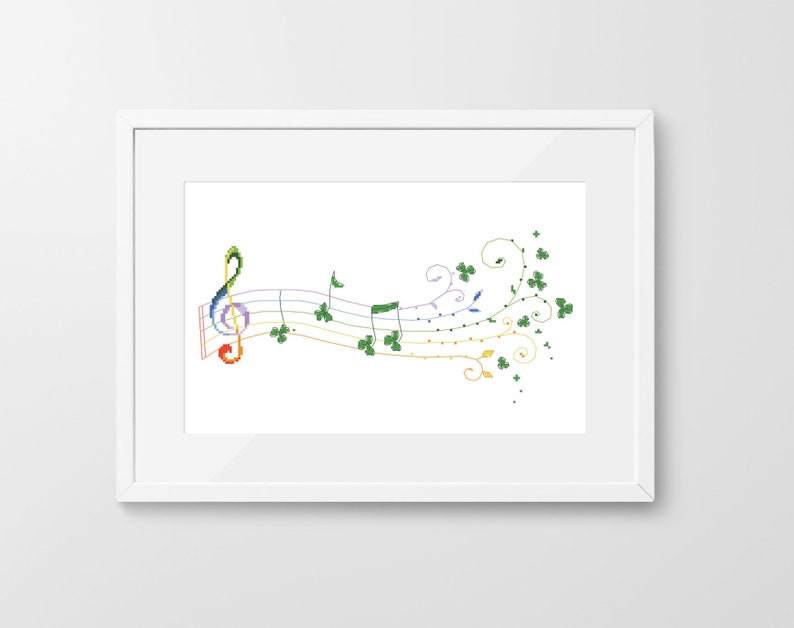 Shamrock Treble Clef Cross Stitch Pattern: St. Patrick's Day Music (PDF ...