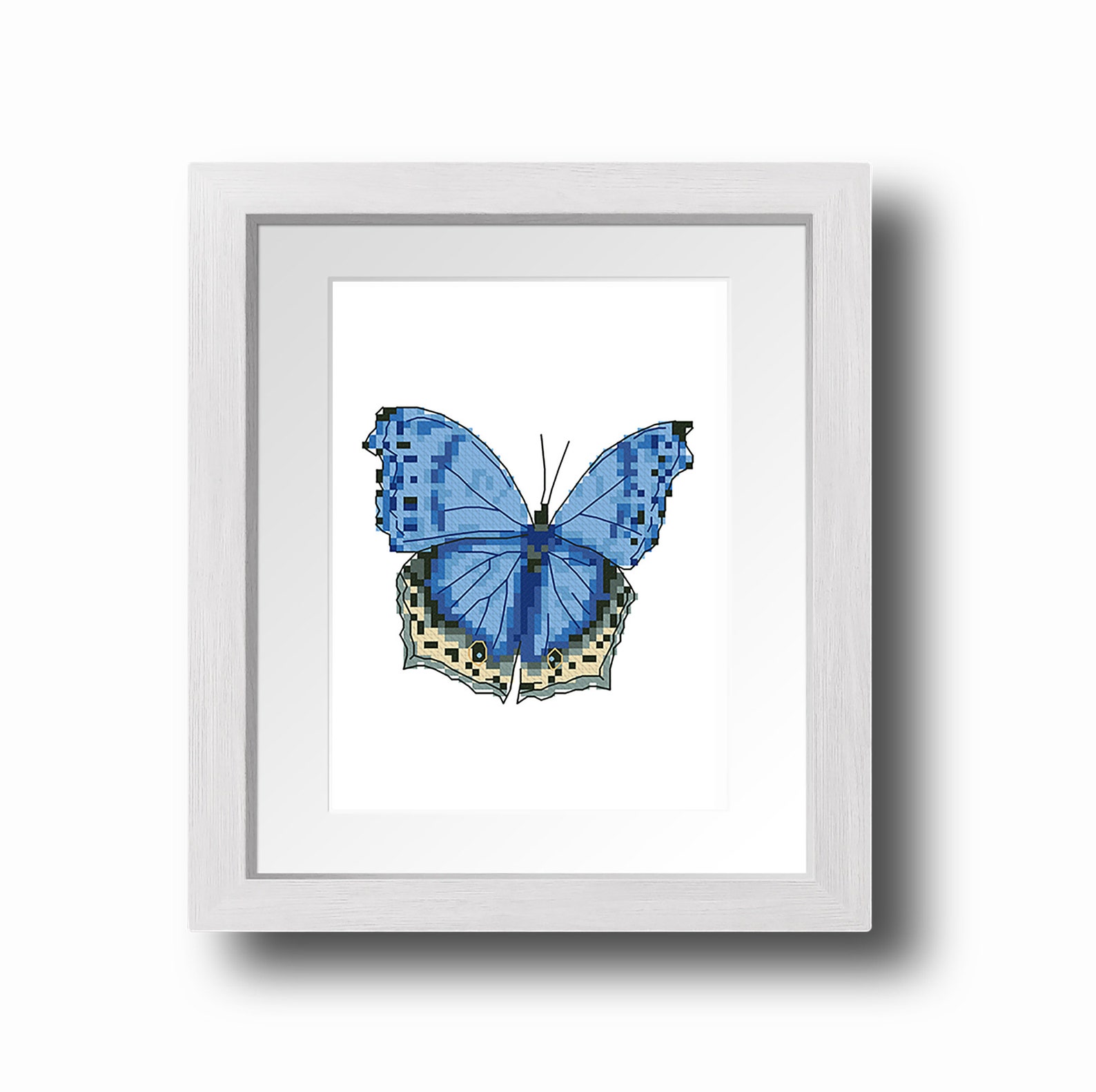 Blue butterflies set cross stitch pattern. Butterflies pdf | Etsy