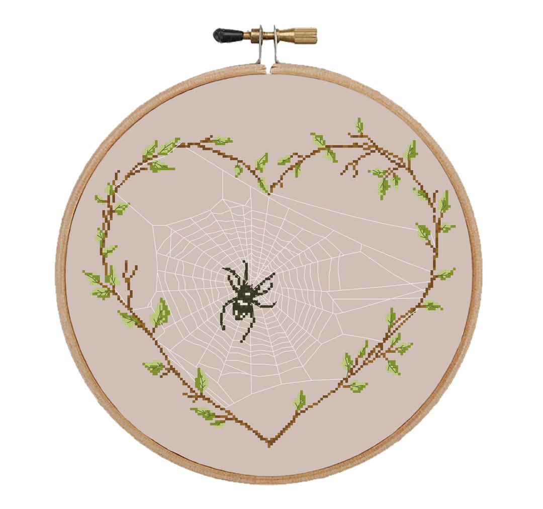 Spider on Web Cross Stitch Pattern Spider Pdf Pattern Spider in Heart ...