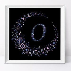 Star Monogram O Cross Stitch Pattern Letter O Cross Stitch Design Star ...