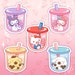 Boba Milk Tea Cat Sticker, Cute Brown Sugar Bubble Tea Sticker for Cat ...