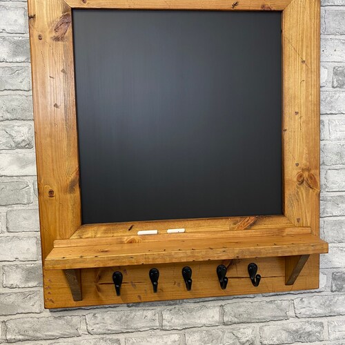 Personalised Chalkboard With Key Hooks Solid Wood Frame in - Etsy UK