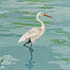 Landscape Wall Art , Heron Painting , Wading Bird , Modern Coastal Art ...