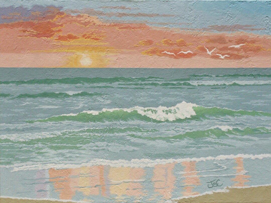 Ocean Painting, Modern Coastal Art, Outer Banks Art, Ocean Waves ...