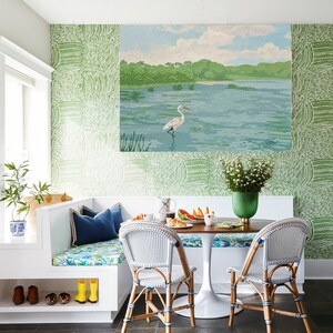 Landscape Wall Art , Heron Painting , Wading Bird , Modern Coastal Art ...