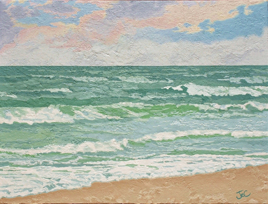 Ocean Waves Print , Seaside Painting , Beach Themed Decor , Virginia ...