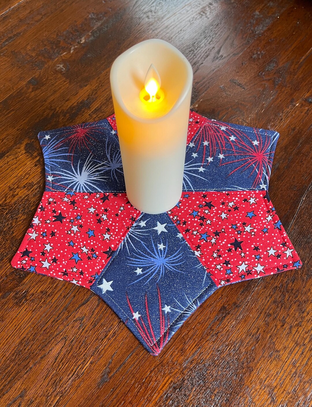 Fireworks and Stars Quilted Table Topper/candle Mat - Etsy