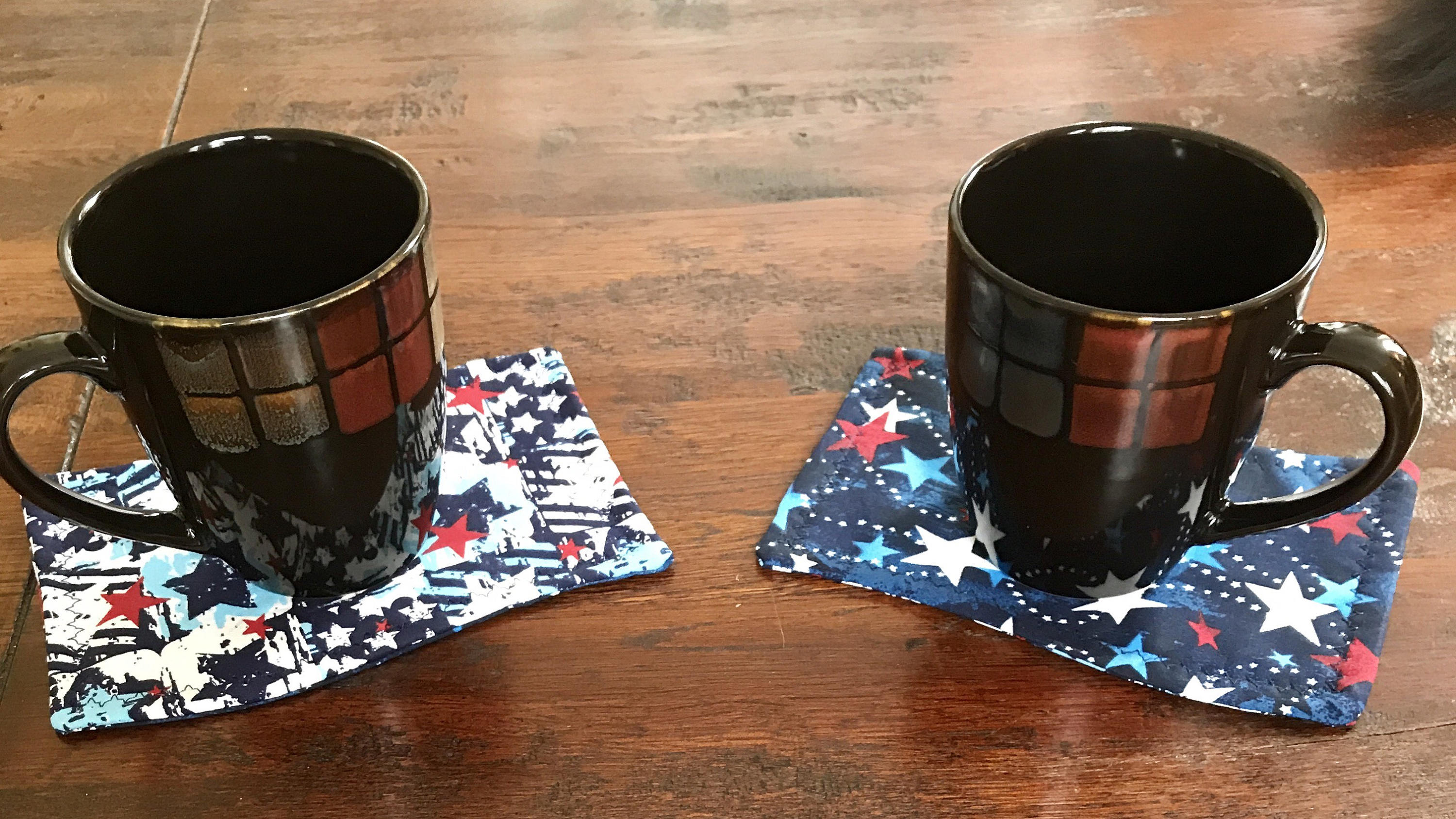 Reversible Swaying Patriotic Stars Flag Quilted Set of 2 Mug Rugs - Etsy
