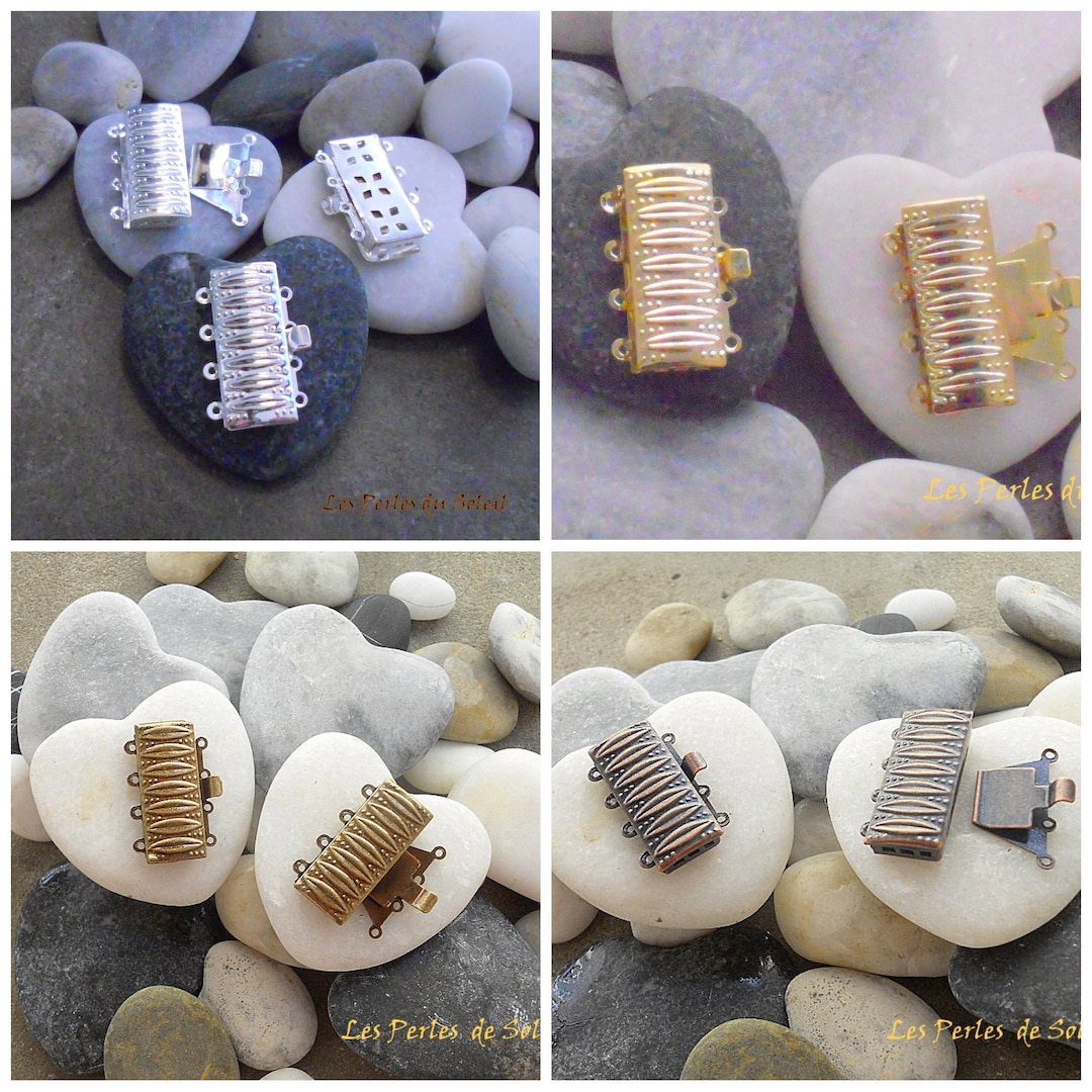 Multi-row Clasp 4 Rows Rectangular Box Choice of Silver, Gold, Bronze ...