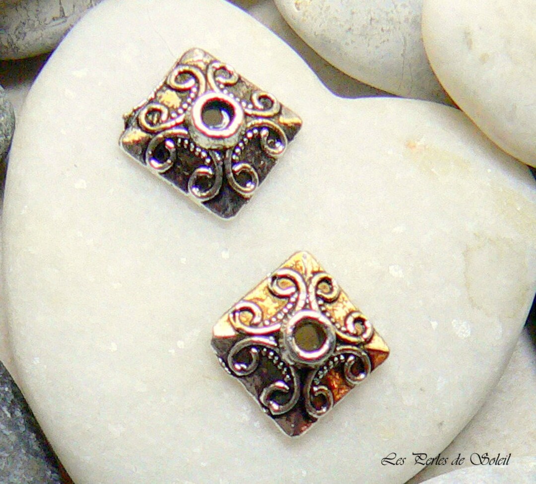 Antique Silver Color Square Cups 10x10x4mm - Etsy UK