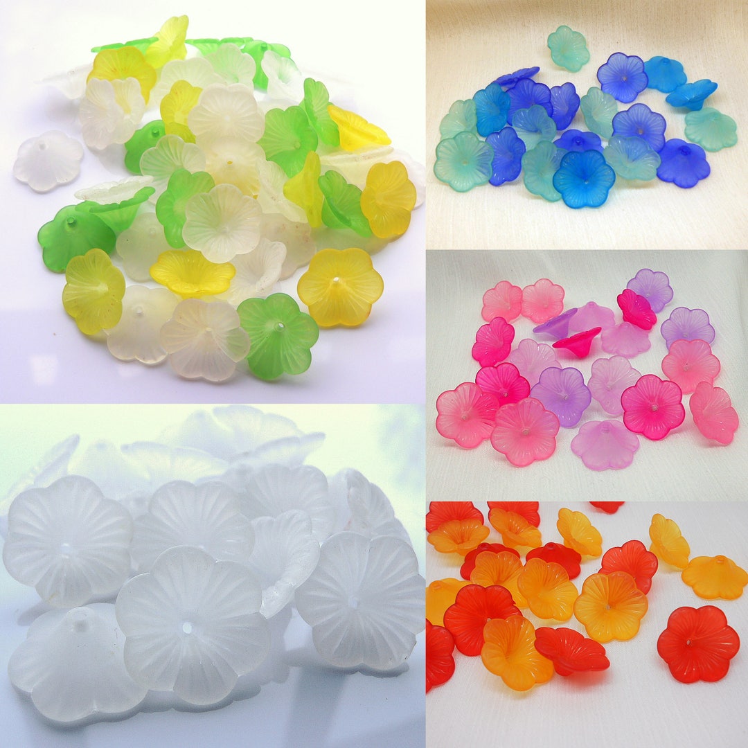 20 Frosted Flowers Acrylic Camaieu Color Choice 21x9 Mm - Etsy