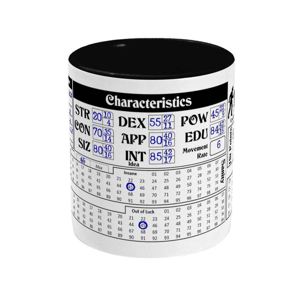 Personalized 7th Edition Call of Cthulhu Character Sheet Gamer - Etsy