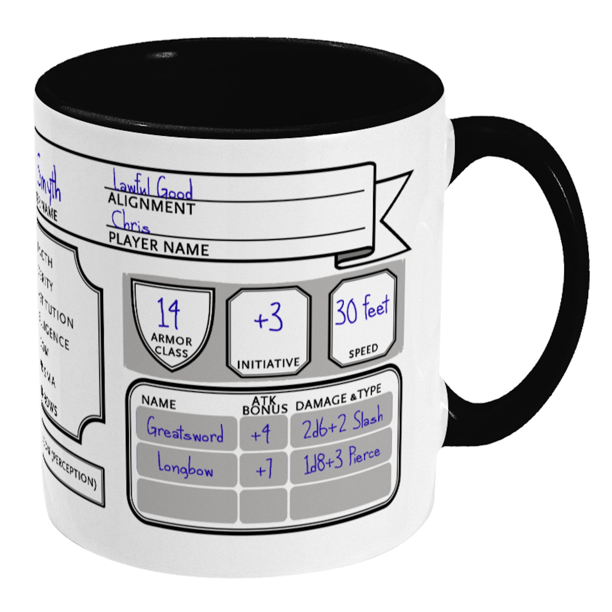 Personalized Dnd Character Sheet Gamer Mug Dungeons and - Etsy