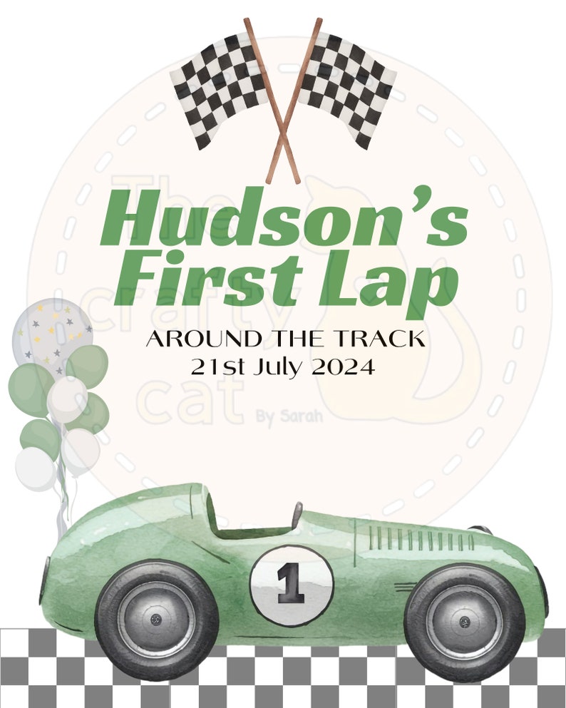 First Lap Race Car First Birthday Sign - Green - Digital Download - Etsy