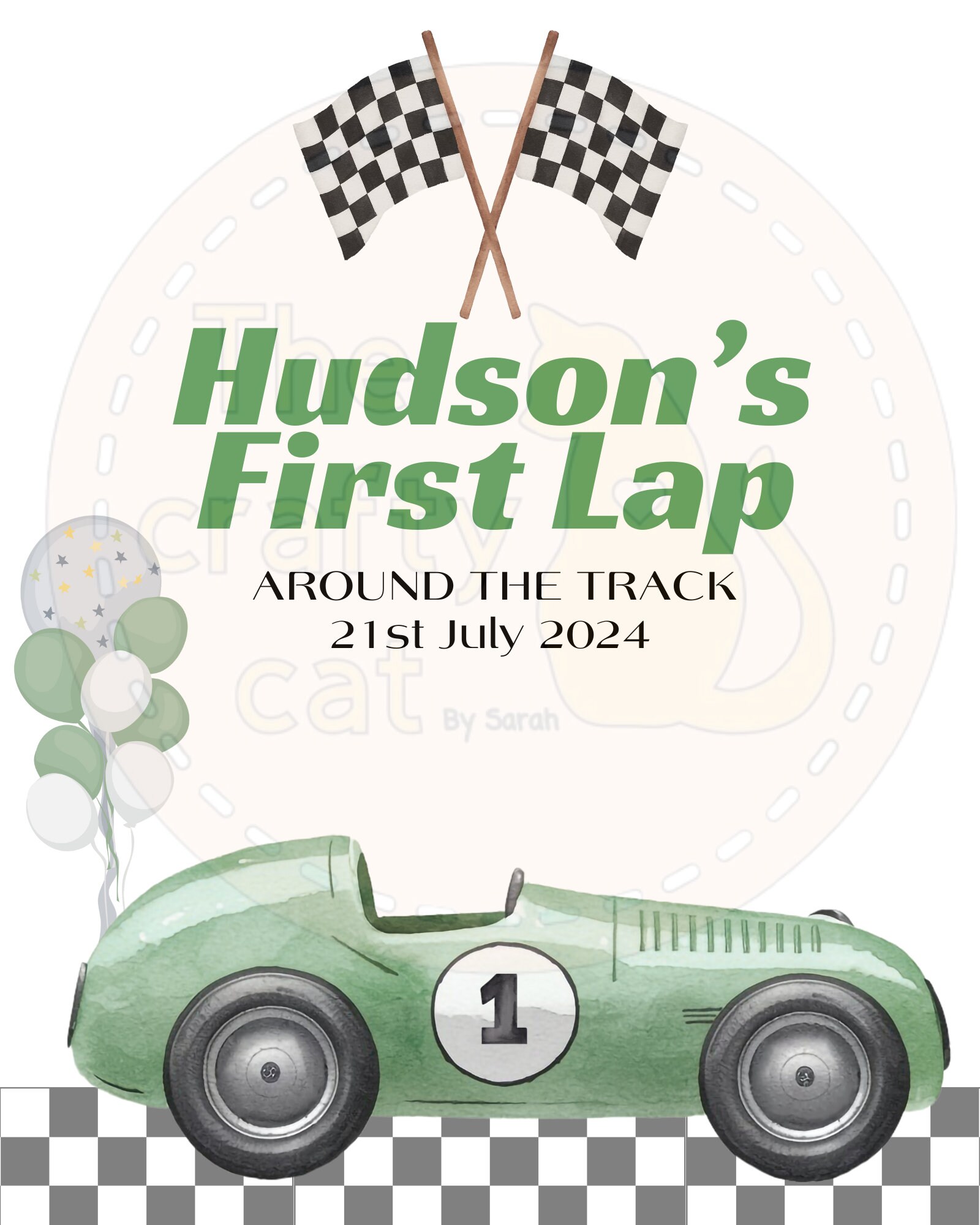First Lap Race Car First Birthday Sign - Green - Digital Download - Etsy