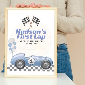 First Lap Race Car First Birthday Sign - Blue - Digital Download - Etsy