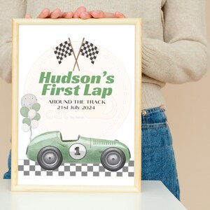 First Lap Race Car First Birthday Sign - Green - Digital Download - Etsy