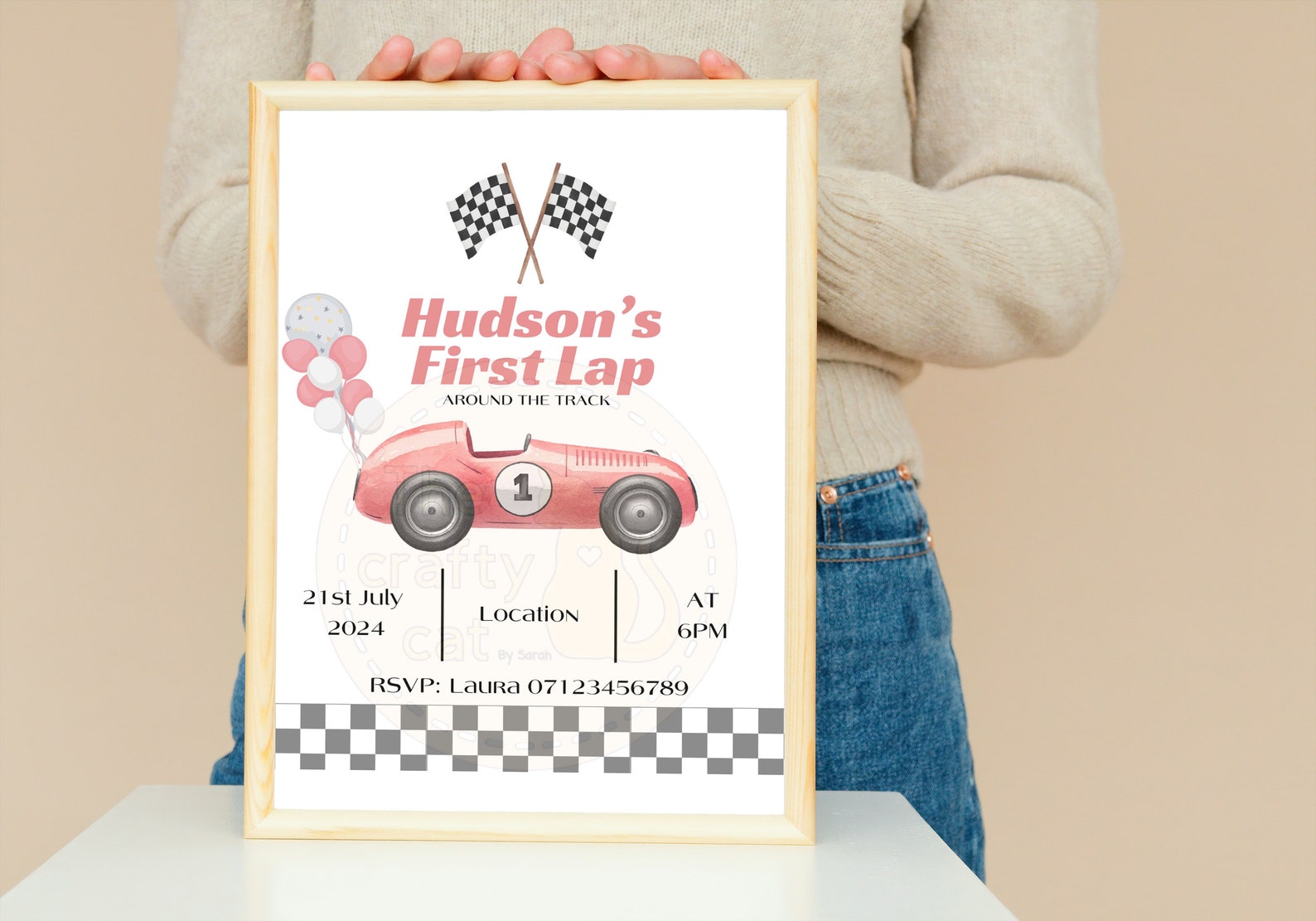 First Lap Race Car First Birthday Invitations - Red - Digital Download ...