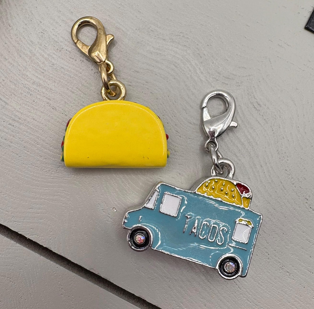 Set of 2 Taco Truck 3D Taco Charms for Jewelry Making, Clip on Charms ...