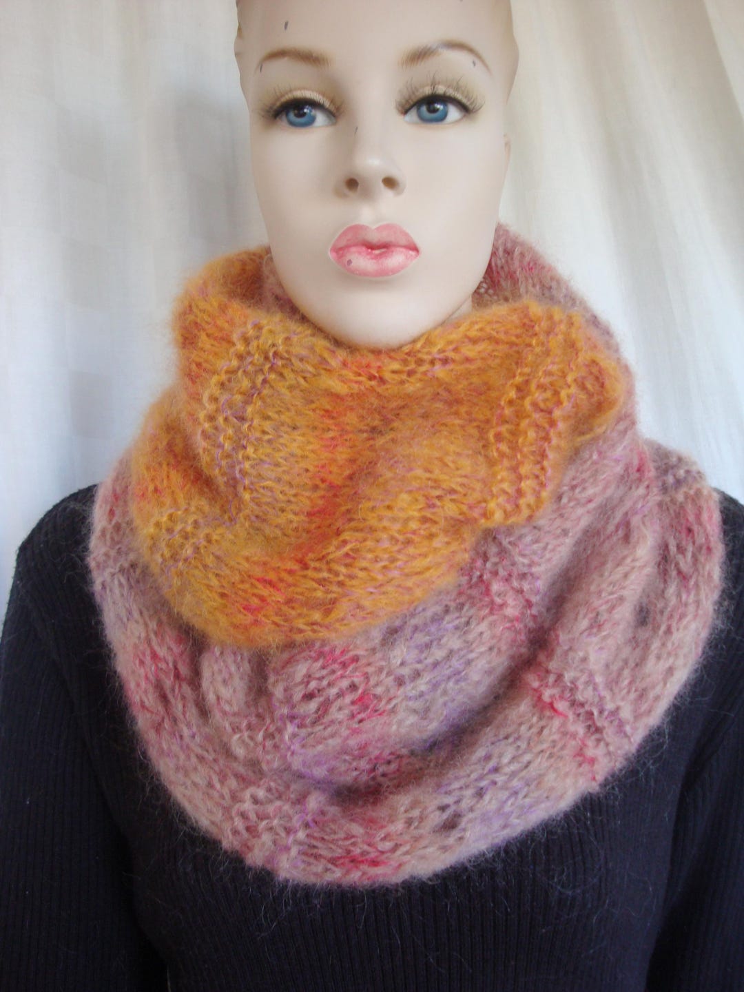 Handmade Honey and Powder Pink Mottled Scarf/snood - Etsy