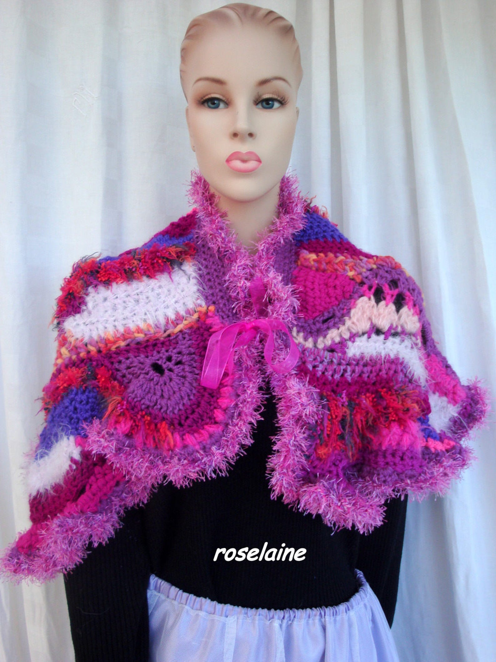 Scarf, Crochet Shoulder Warmer Patchwork Roses From Rose - Etsy