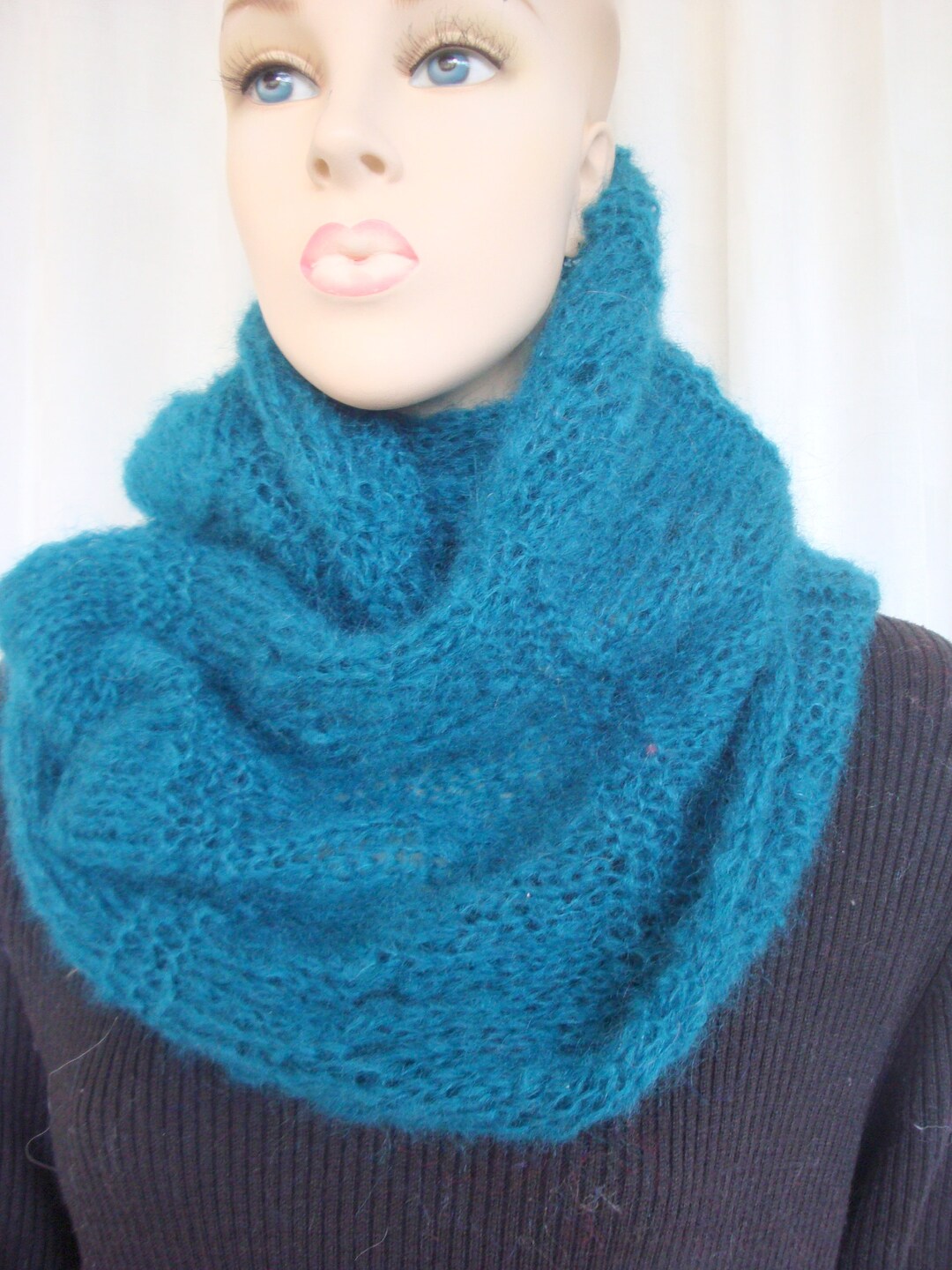 Snood Scarf Emerald Emerald Green Snood Scarf Handmade Mohair - Etsy